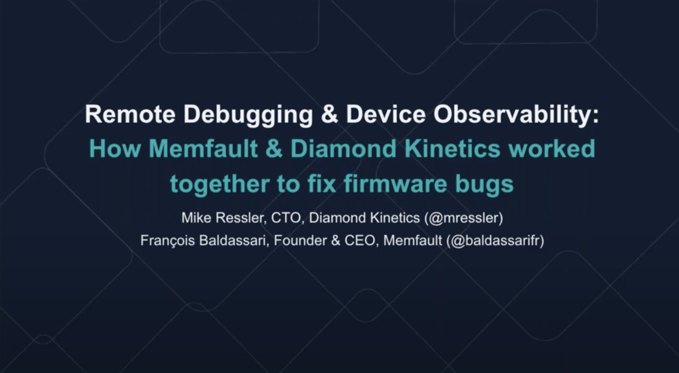 How Memfault & Diamond Kinetics worked together to fix firmware bugs